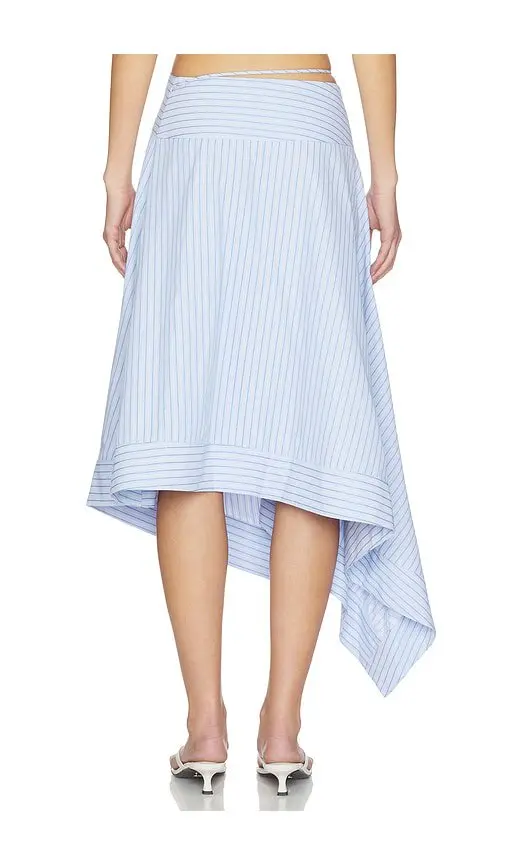 More To Come Asymmetrical Wrap Skirt - Blue Stripe | Editorialist